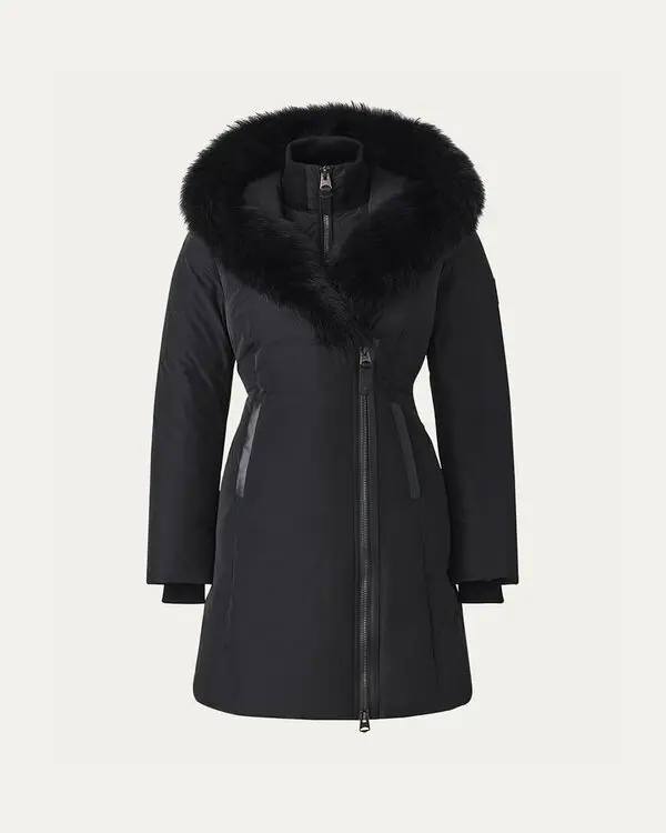 Mackage Kay Layered Parka Coat With Shearling Trim