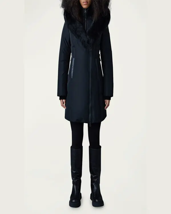 Mackage Kay Layered Parka Coat With Shearling Trim