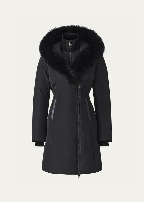 Mackage Kay Layered Parka Coat With Shearling Trim