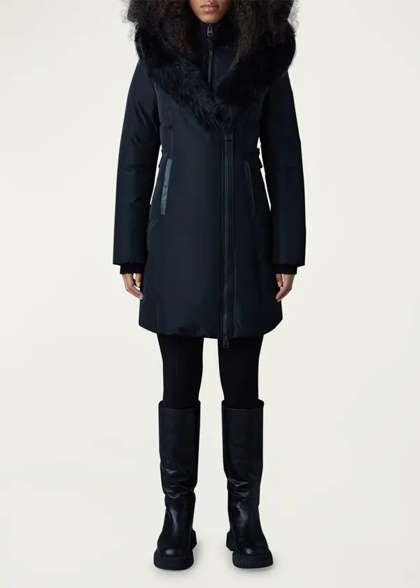 Mackage Kay Layered Parka Coat With Shearling Trim