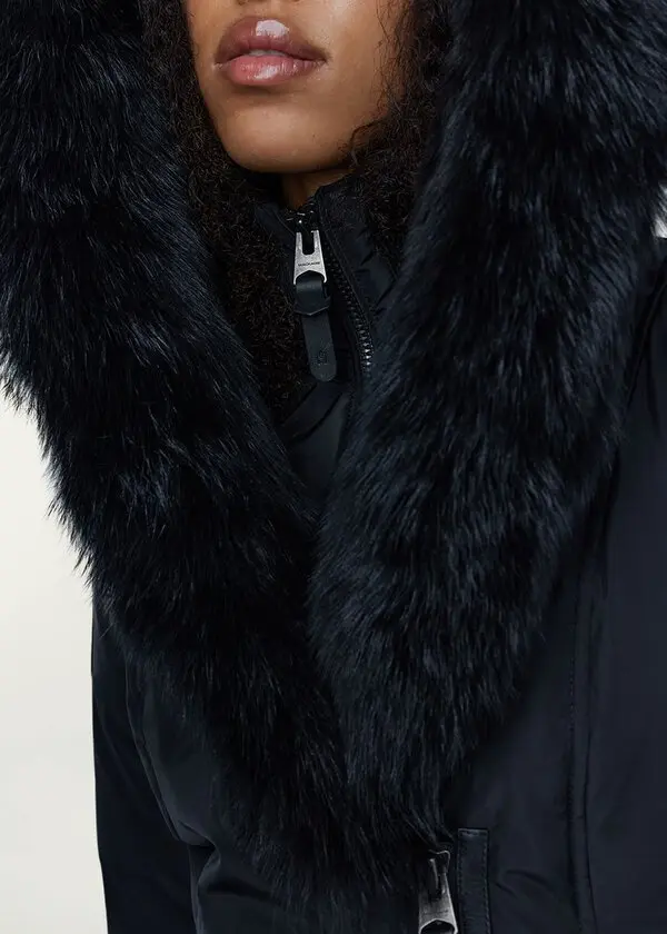 Mackage Kay Layered Parka Coat With Shearling Trim