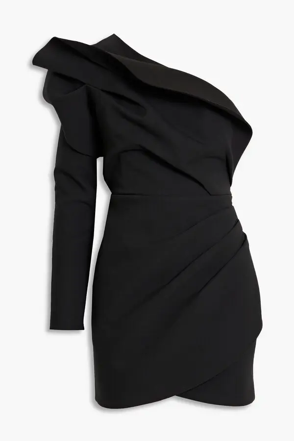 knee length dresses for ladies One-Shoulder Short Dress with Shawl and Flower Accessories – Aurora Fashion main image 1