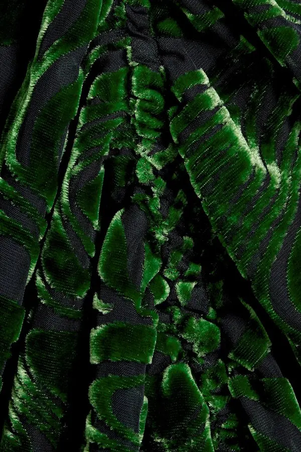 Ronny Kobo Ruched Devor-Velvet Midi Dress In Green - 55% Off | Editorialist