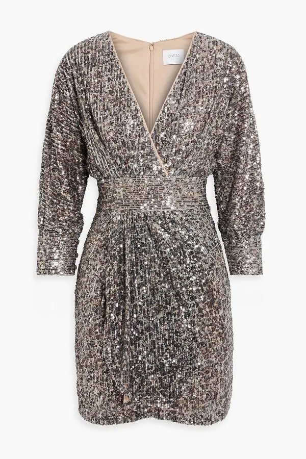 One33 Social Wrap-Effect Sequined Tulle Mini Dress In Silver - 70% Off |  Editorialist