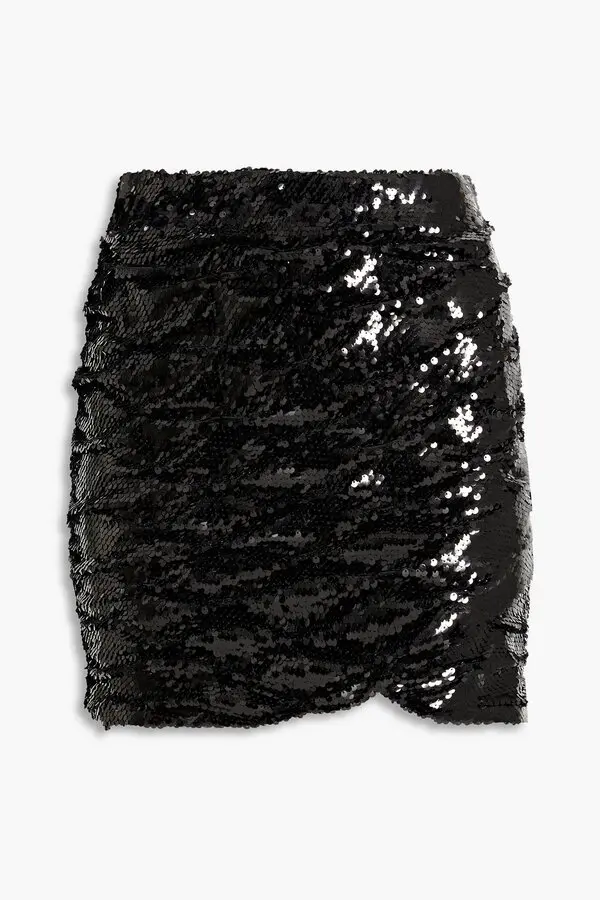Ronny Kobo Balissa Ruched Sequined Mini Skirt