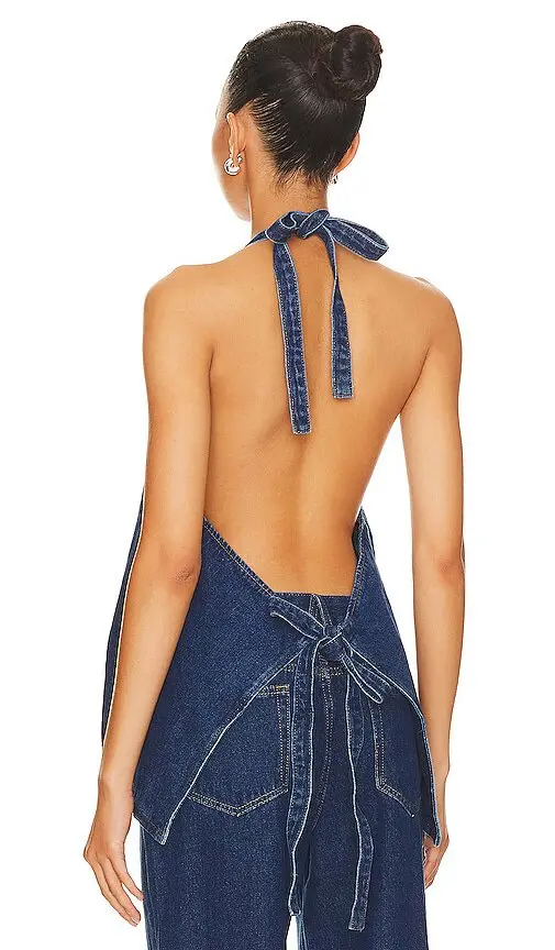 Lioness Denim Halter Top With Button Closure