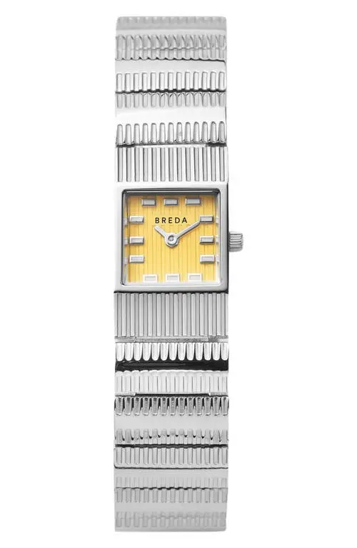 BREDA Groove Square Bracelet Watch - Silver/yellow