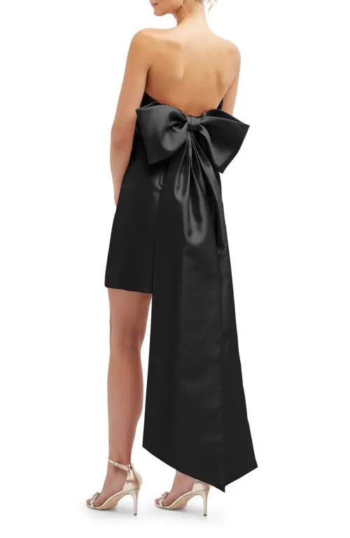 Alfred Sung Oversize Bow Back Strapless Mini Dress - Black