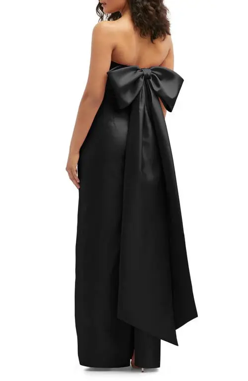 Alfred Sung Strapless Bow Back Satin Gown - Black
