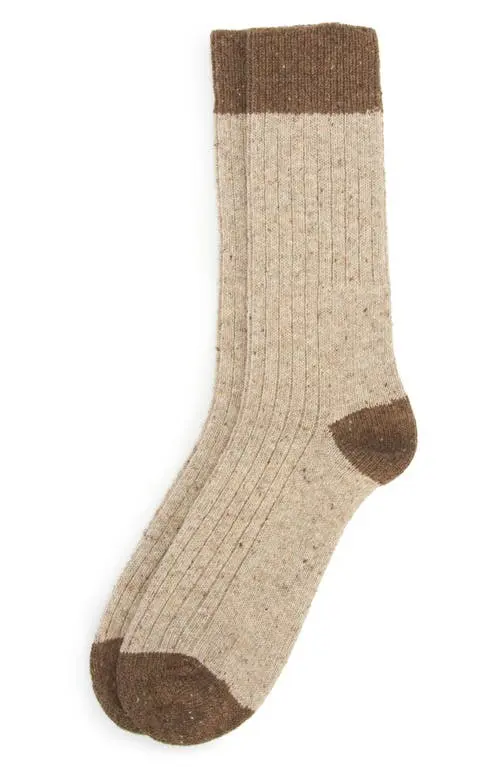 Barbour Houghton Wool Blend Boot Socks - Biscuit