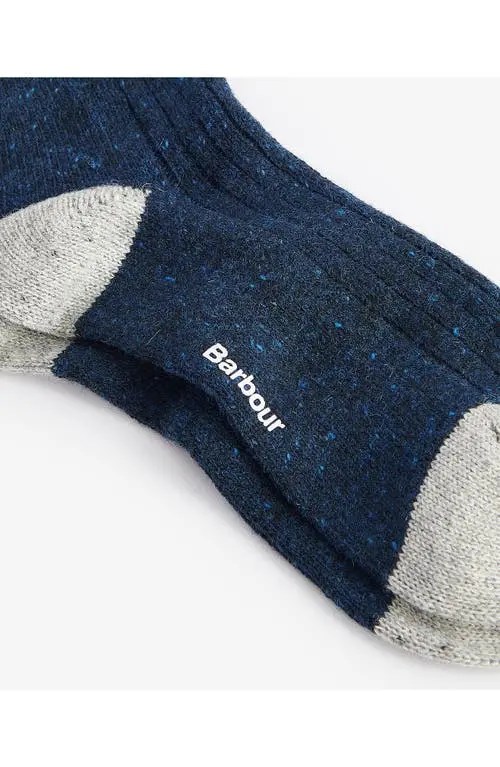 Barbour Houghton Wool Blend Boot Socks - Navy/grey