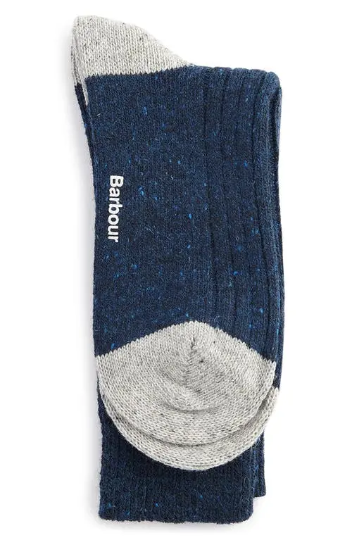 Barbour Houghton Wool Blend Boot Socks - Navy/grey