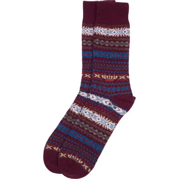 Barbour Boyd Lambswool Blend Socks - Burgundy