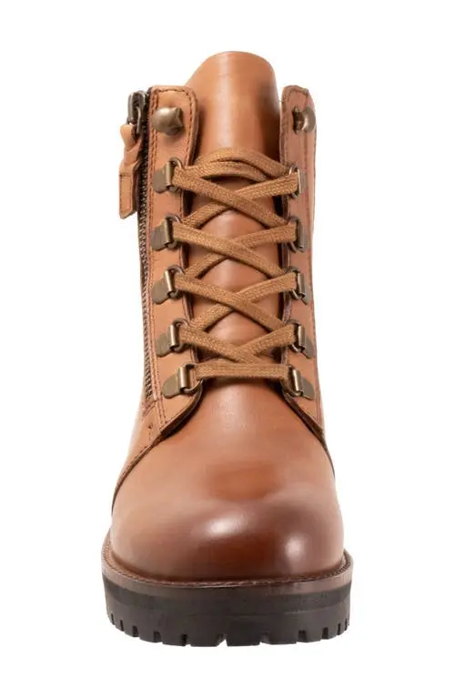 Softwalk Everett Leather Combat Boots - Luggage Leather