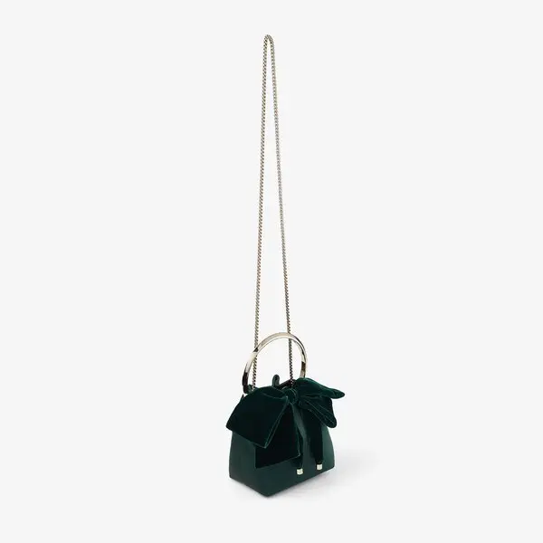 JIMMY CHOO Bon Bon Satin Bucket Bag With Velvet Bow Green