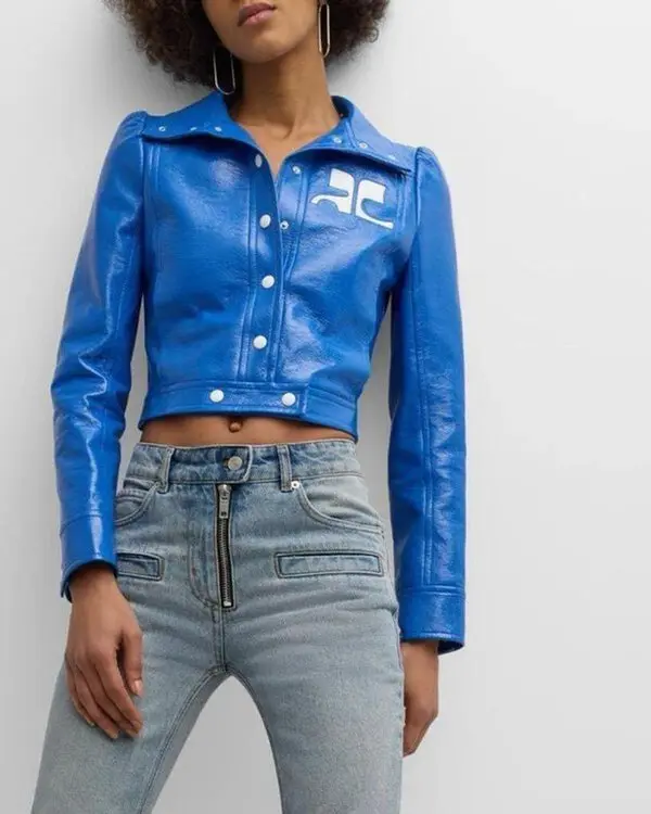 COURREGES Textured Vinyl Jacket - Blue