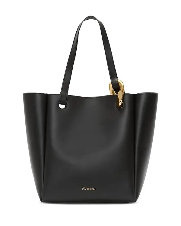 JW Anderson Corner Chain Leather Tote - Black