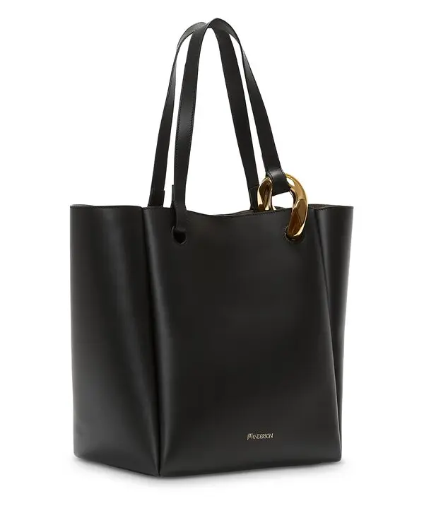JW Anderson Corner Chain Leather Tote - Black