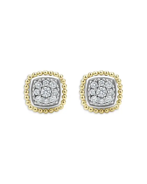 Lagos 18k Yellow Gold & Sterling Diamond Stud Earrings