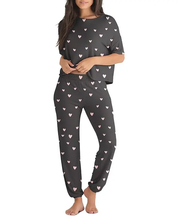 Honeydew Intimates Sun Lover Lounge Set In Hearts - Black/hearts