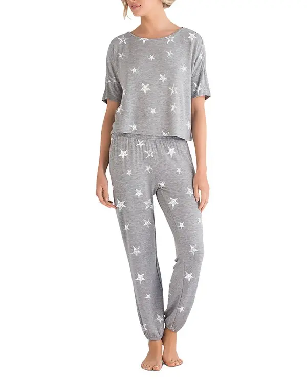 Honeydew Intimates Sun Lover Lounge Set In Hearts - Heather Gray/stars