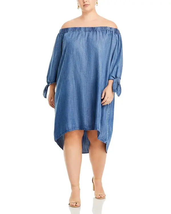 STANDARDS & PRACTICES Julie Off-the-shoulder Chambray Dress