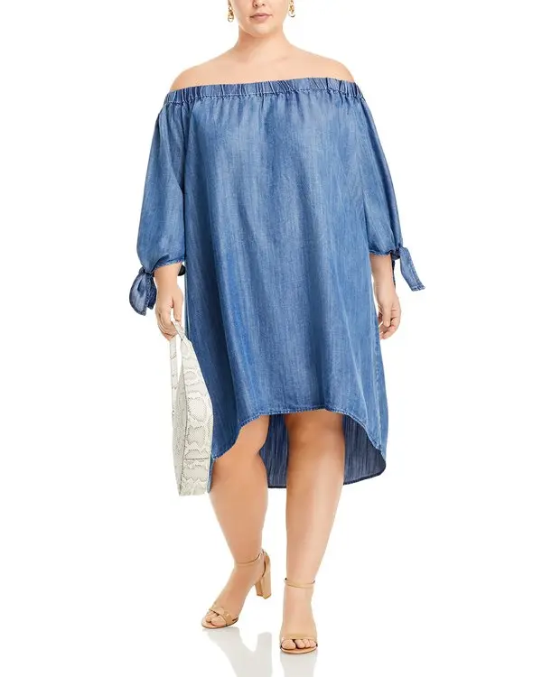 STANDARDS & PRACTICES Julie Off-the-shoulder Chambray Dress