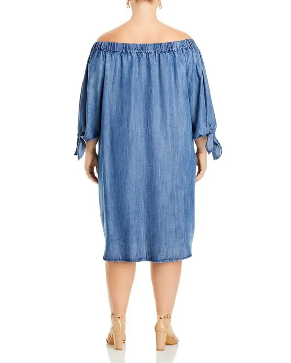 STANDARDS & PRACTICES Julie Off-the-shoulder Chambray Dress