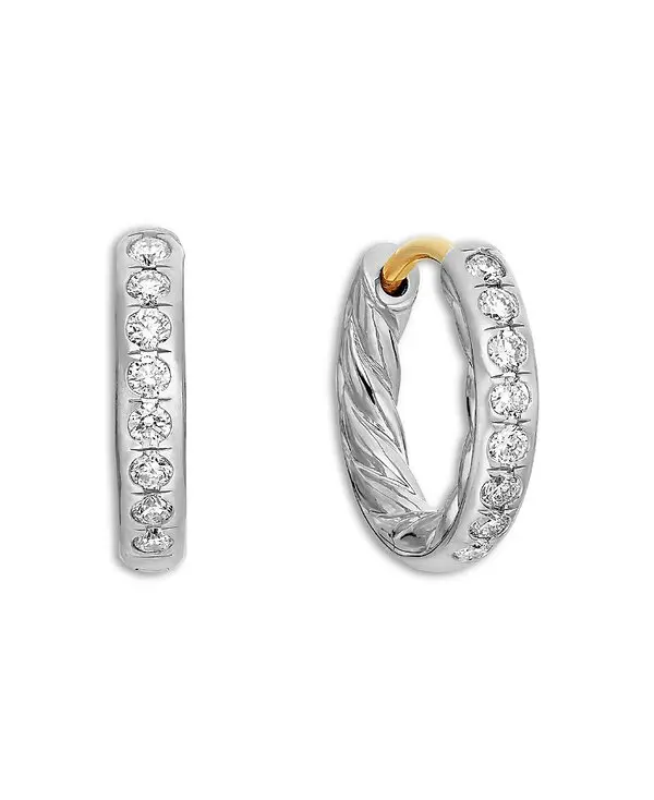 David Yurman Sculpted Cable Huggie Hoop Earrings - Silver