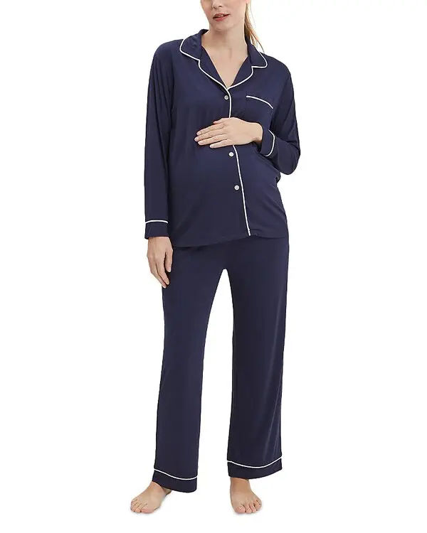 NOM MATERNITY The Heart On My Sleeve Pajama Set - Navy