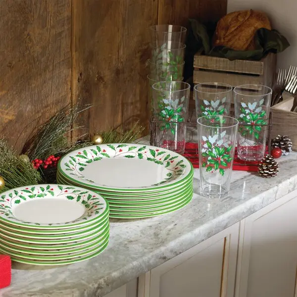 LENOX Holiday 4 Piece Melamine Dinner Plate Set