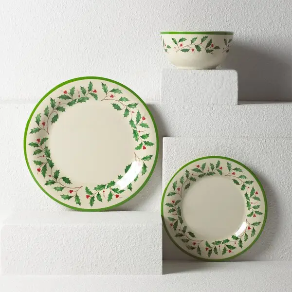 LENOX Holiday 4 Piece Melamine Dinner Plate Set