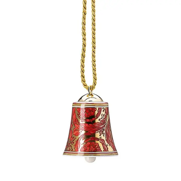 Versace Medusa Garland Bell Ornament - Red/gold