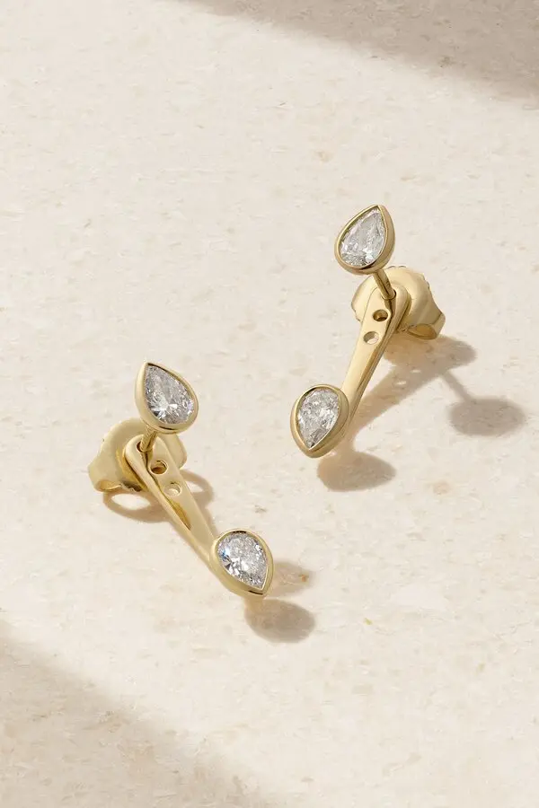 Mizuki 14-karat Diamond Drop Earrings - Gold