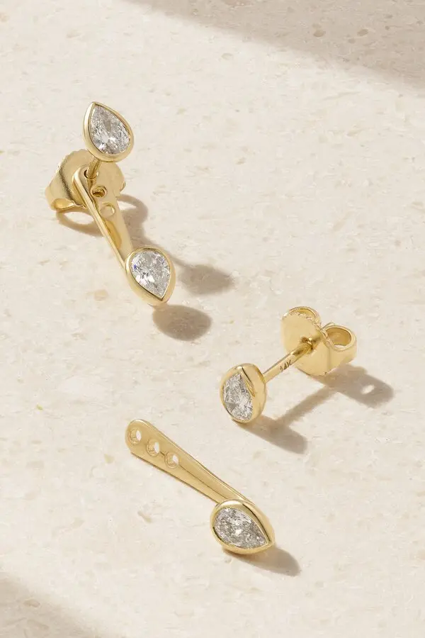 Mizuki 14-karat Diamond Drop Earrings