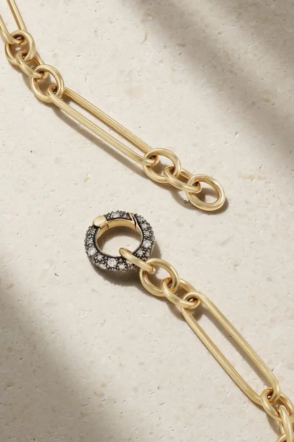 LUCY DELIUS Trombone Rhodium-plated Diamond Necklace