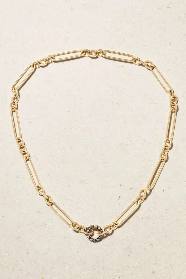 LUCY DELIUS Trombone Rhodium-plated Diamond Necklace