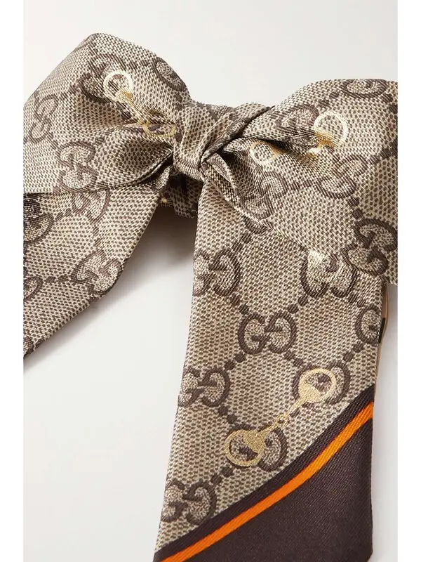 Gucci Gg Printed Silk Hair Tie And Scrunchie Set