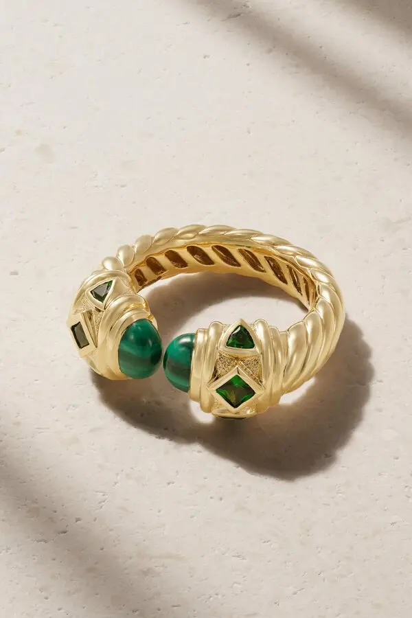 David Yurman Renaissance 18-karat Malachite And Diopside Ring - Gold