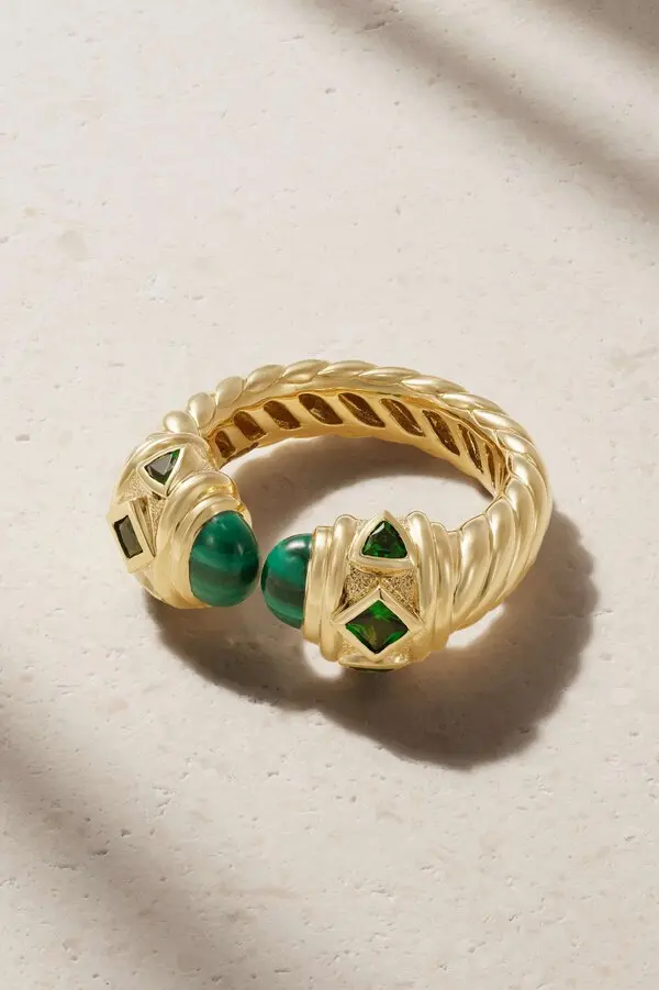 David Yurman Renaissance 18-karat Malachite And Diopside Ring