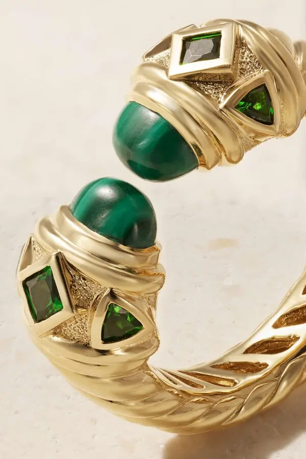 David Yurman Renaissance 18-karat Malachite And Diopside Ring