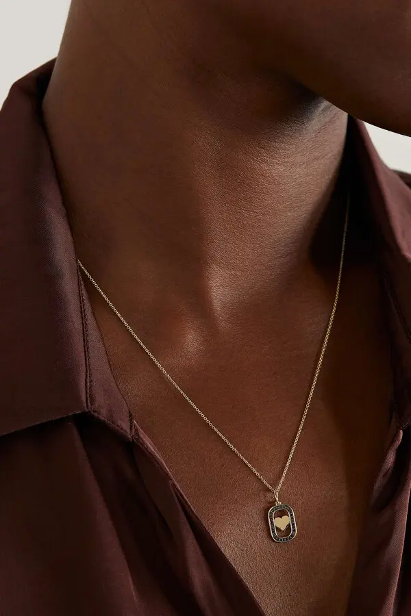 SYDNEY EVAN Heart Open Icon Charm Diamond Necklace