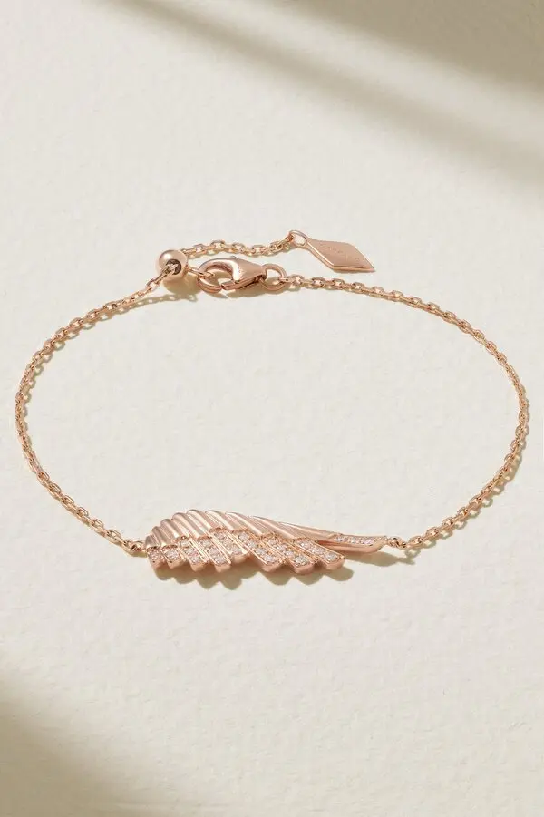 GARRARD Wings Rising Diamond & 18-karat Rose Bracelet - Gold