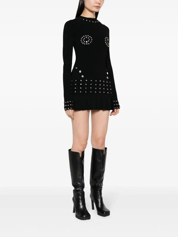 Off-White Eyelet-embellished Minidress - Black