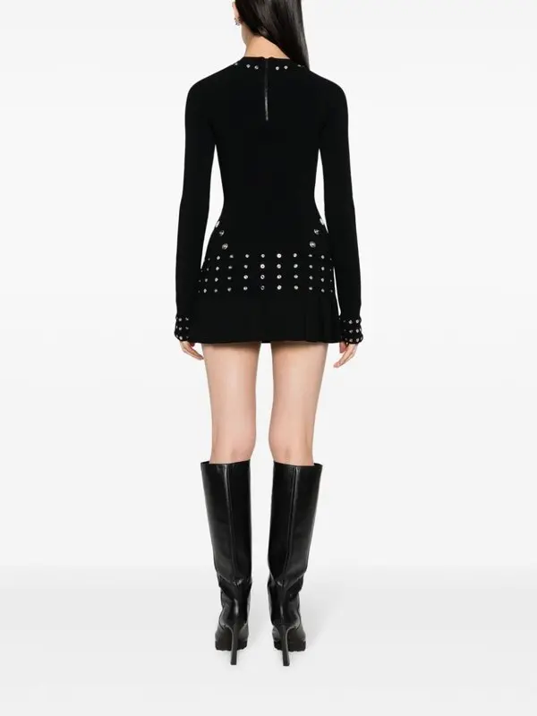 Off-White Eyelet-embellished Minidress - Black