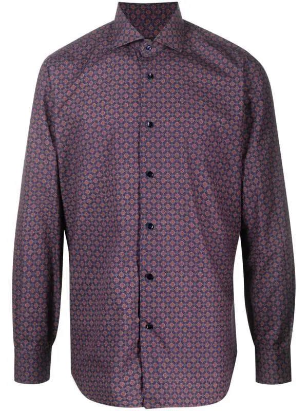 BARBA NAPOLI Geometric-print Cotton Shirt