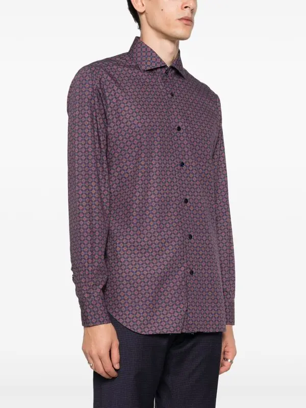 BARBA NAPOLI Geometric-print Cotton Shirt