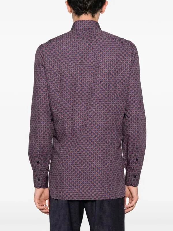 BARBA NAPOLI Geometric-print Cotton Shirt