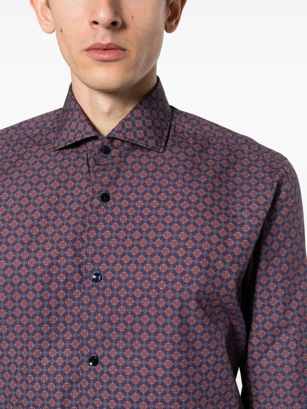 BARBA NAPOLI Geometric-print Cotton Shirt
