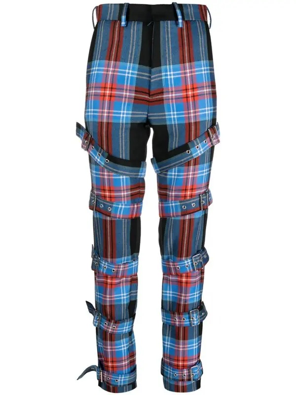 CHARLES JEFFREY Tartan Buckled Trousers - Blue